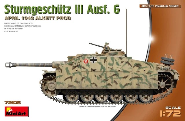 MINIART 1/72ND SCALE German Sturmgeschutz III Ausf.G tank plastic model ...