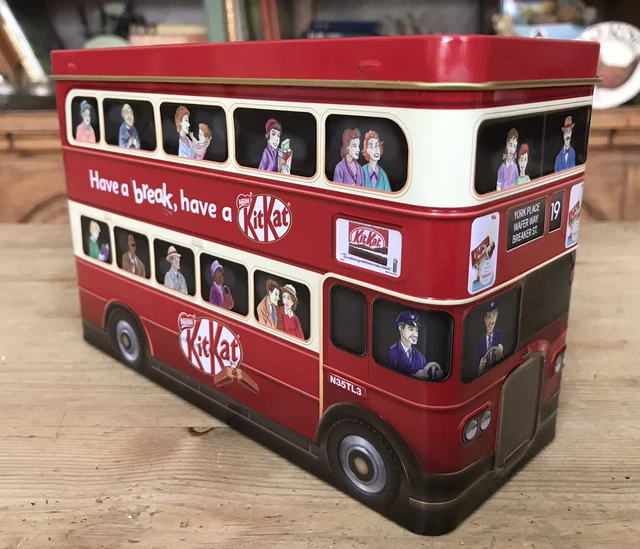 NESTLE KIT KAT Tin Red Bus British empty storage tin kitchen Storage ...