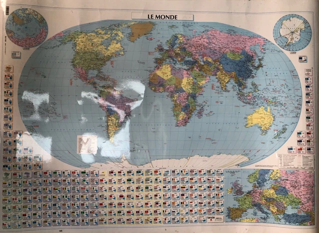 GRANDE AFFICHE CARTE LE MONDE / Cartes Taride / REF 900 / 119X86 cm EUR ...