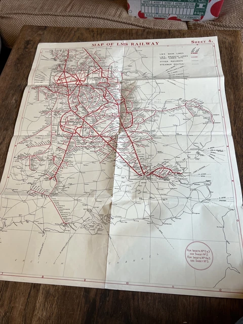 VINTAGE 1939 MAP of LMS Railway by Waterlow & Sons Ltd London Sheet 4 £ ...