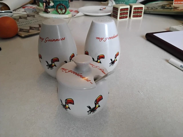 GUINNESS PUB CRUET condiment set salt pepper mustard complete carlton ...