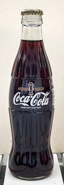 COCA COLA ENGLAND LIMITED EDITION WORLD CUP Glass bottle with gold cap ...