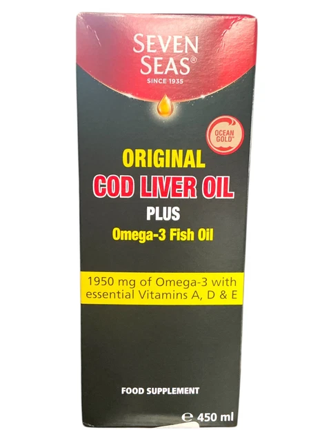 SEVEN SEAS ORIGINAL Cod Liver Oil Plus Omega-3 Fish Oil 450ml Vitamins ...