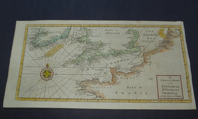 ANTIQUE MAP OF the English Channel by John Cowley 1741 £60.00 - PicClick UK