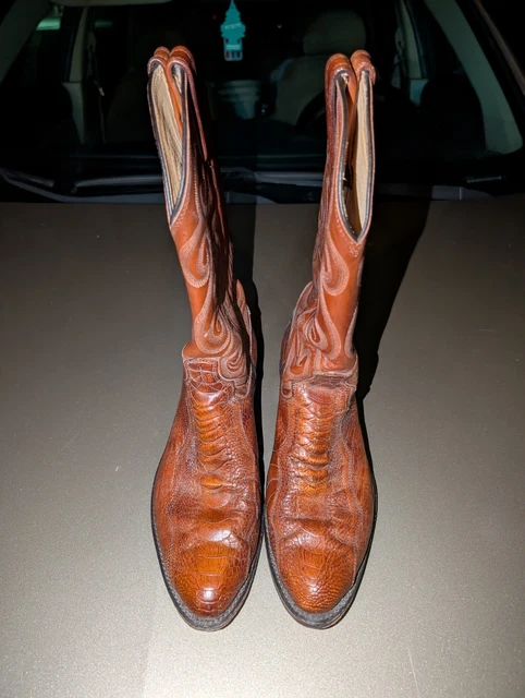 DAN POST COGNAC Brown Ostrich Leg Usa Leather Engineer Western Boss ...