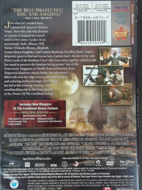 PIRATES OF THE Caribbean: At World's End DVD Johnny Depp 2007 (Region 1 ...