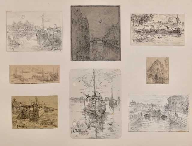 HENRI DUHEM (1860-1941) 8 x SIGNED FRENCH IMPRESSIONIST PENCIL & INK ...