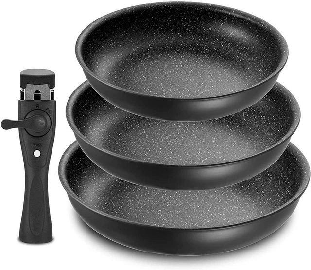 PFANNENSET PFANNE 4-TEILIG Abnehmbarer Griff Antihaft Induktion 20cm 24cm 28cm EUR 46,99 ...