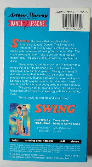 ARTHUR MURRAY SWING Dance Lessons VHS Tape £8.27 - PicClick UK
