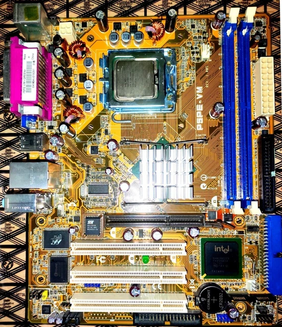 ASUS P5PE-VM MOTHERBOARD Socket 775 with Pentium 4 640 CPU Used No LAN ...
