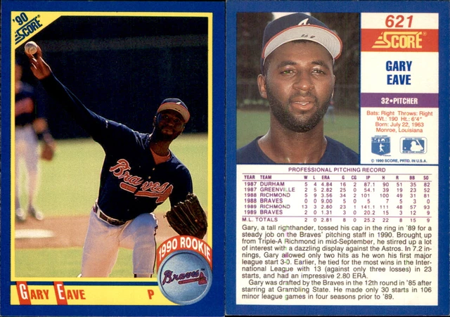 CARTE GARY EAVE 1990 score #621 Atlanta Braves EUR 1,08 - PicClick FR