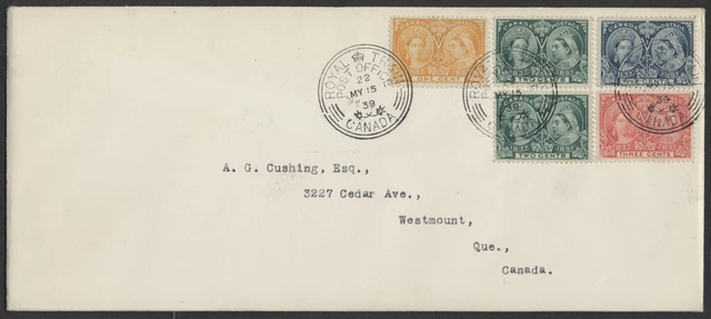 1939 ROYAL VISIT Cover #51-54 1c 2c 3c 5c Victoria Jubilees Royal Train ...