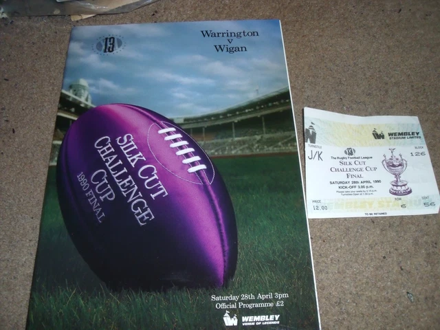 1990 RUGBY LEAGUE Challenge Cup Final Programme & Ticket Warrington V ...