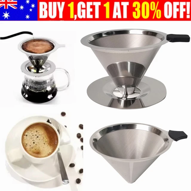 REUSABLE COFFEE STAINLESS Steel Pour Over Mesh Tea Dripper Cup Filter ...