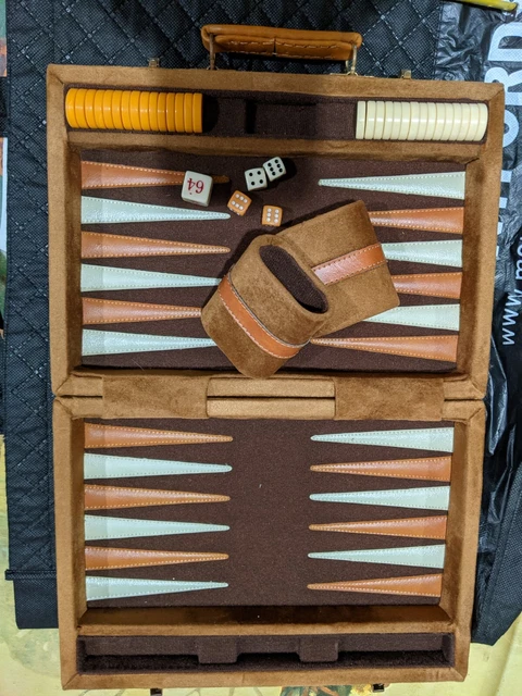 VINTAGE BEAUTIFUL BACKGAMMON Classic Board Game VELVET BRIEFCASE ...