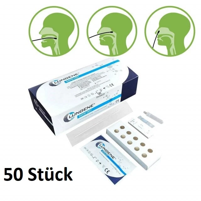 50 CLUNGENE SCHNELLTEST Covid-19 Antigen 3 Fach Nasen-Rachen Abstrich ...