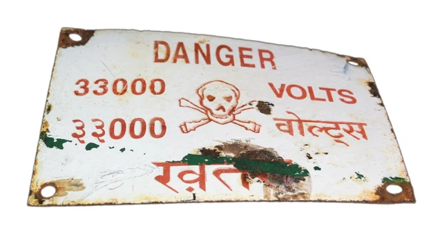 INDIAN 33000 VOLTS Enamel Danger (Khatra) Sign Board Electric sign ...
