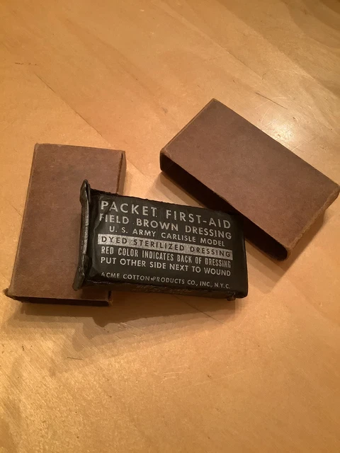 US WW2 PACKET First Aid Dressing FIELD BROWN ACME COTTON PROD. Co ...