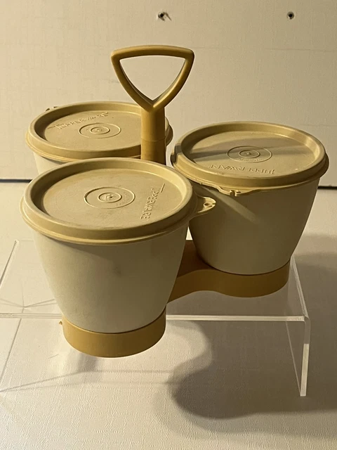 VINTAGE TUPPERWARE HARVEST Condiment Caddy Server Set With Bowls And ...