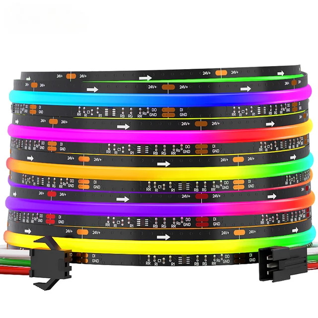 LED LIGHT STRIP Pixel Addressable RGB Full Color 12mm DC12V 24V WS2812B ...