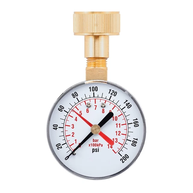 HOSE THREAD GAUGE Brass Pressure Tester 3/4 Inch Female Connector For ...