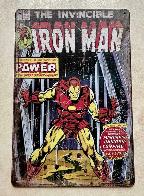 THE INVINCIBLE IRON MAN MARVEL COMICS METAL SIGN MAN CAVE BEDROOM RETRO ...