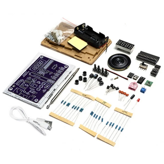 KIT RADIO DOUBLE alimentation puce STC15W TDA2822 amplificateurs coque ...