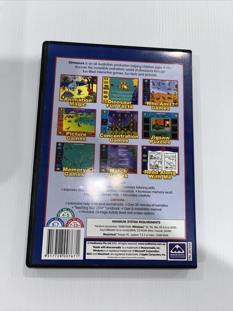 KIDS INTERACTIVE SOFTWARE CD Rom. Dinosaurs. Educational. Preloved ...