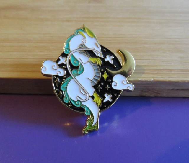 JAPANESE ANIME GHIBLI Spirited Away Inspired White Haku Dragon Enamel ...