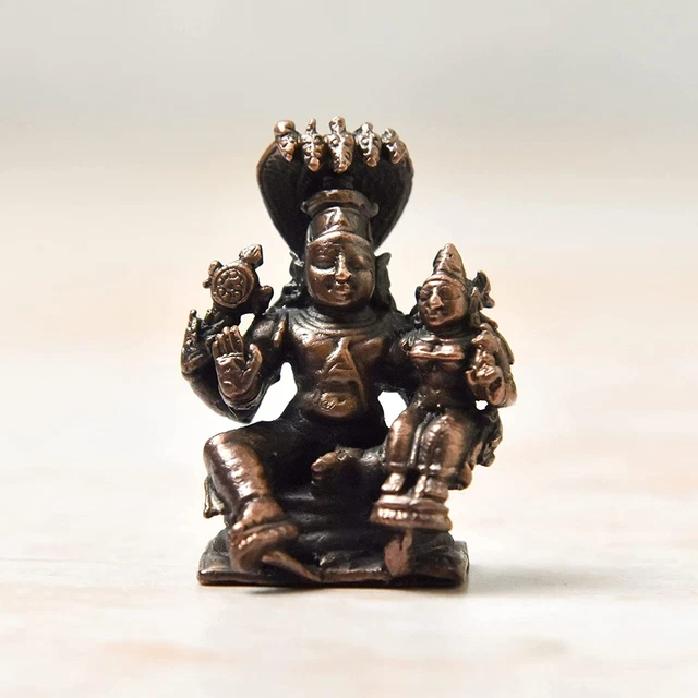 ANTIQUE HANDMADE HINDU God Lakshmi Narayana Idol Copper Statue Rich ...
