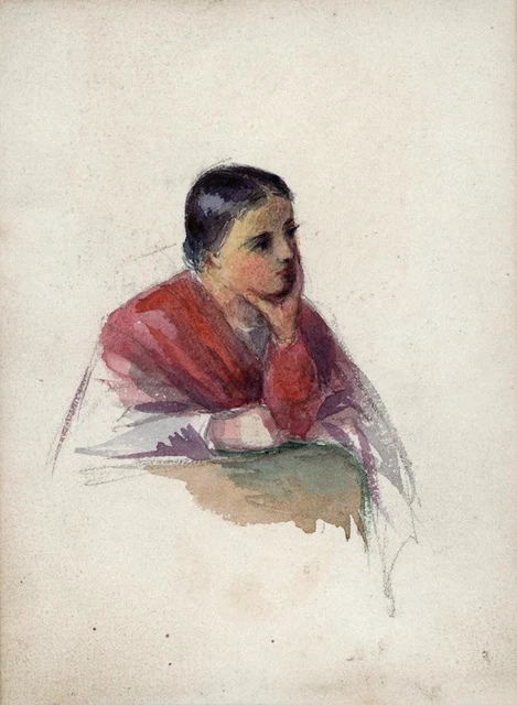 ELIZABETH HENRIETTA HOWARD Small Watercolour Painting SEATED LADY ...