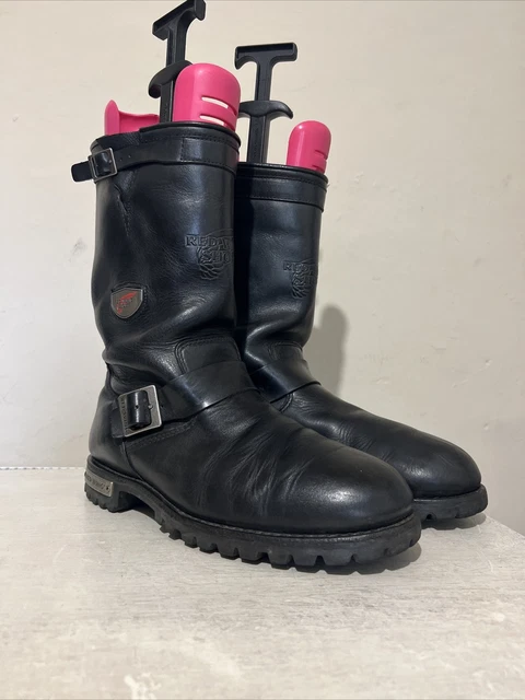 MENS RED WING 970 Engineer Black Leather Motorcycle Biker Boots UK 11 ...