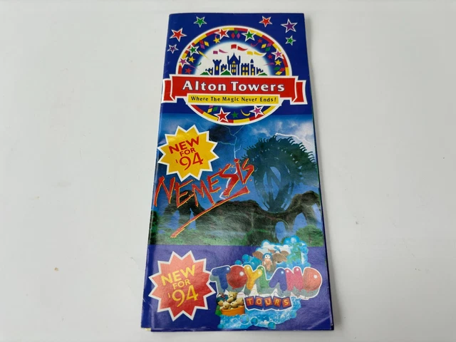 ALTON TOWERS THEME Park Map Guide Leaflet 1994, Vintage, Rare ...