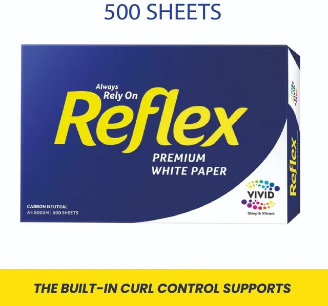 1 X REFLEX A4 Ream Premium White Copy Paper 80gsm - 1 Ream 500 Pages ...