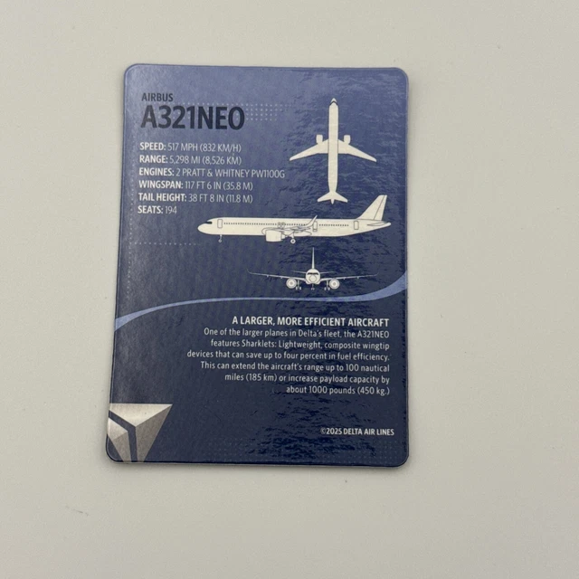NEW RELEASE 2025 Delta Air Lines Airbus A321NEO Pilot Trading Card $27. ...