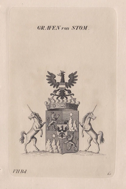1830 STOMM ARMOIRIES Coat Of Arms Gravure sur Cuivre Héraldique ...