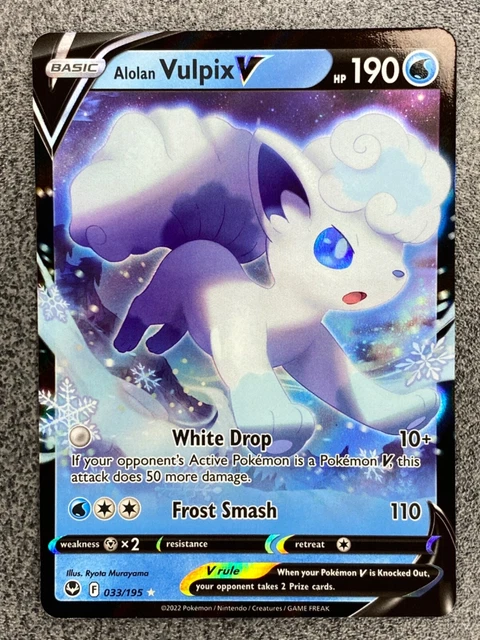 ALOLAN VULPIX V 033/195 NM EN Pokemon TCG Silver Tempest Ultra Rare ...