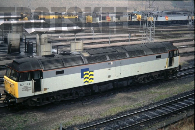 35MM SLIDE BR British Rail Diesel Loco 47196 Class 47 Tinsley 1991 Orig ...