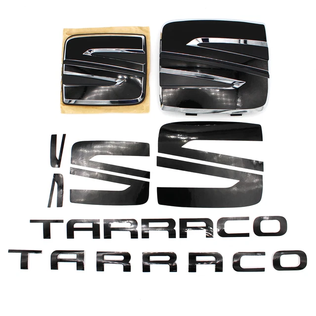 EMBLEM FOLIE LOGO Set Glanz Schwarz für Seat Tarraco Aufkleber Sticker ...