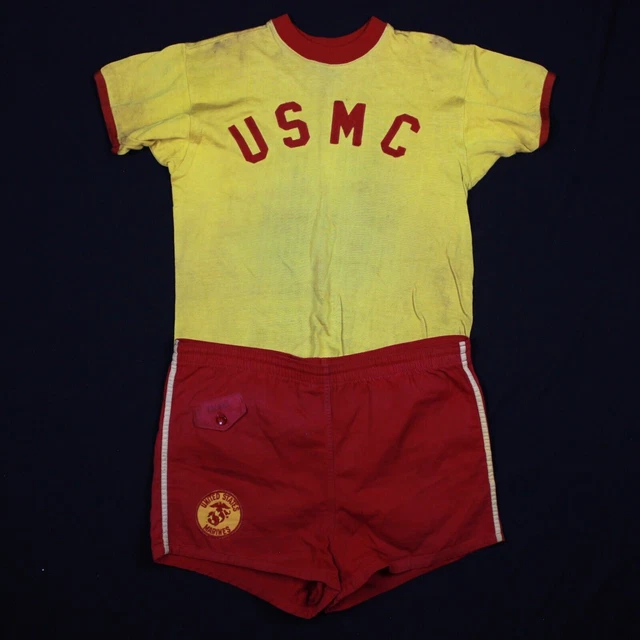 US MARINE CORPS Usmc Physical Training Pt Uniform Shorts Shirt Yellow ...