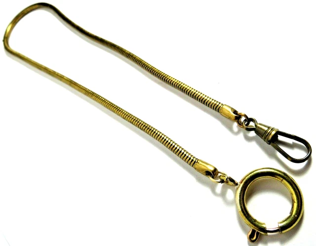 ANTIQUE 1950'S NEW/OLD Pocket Watch Fob Brass Clasp 18Mm Snake Chain 15 ...