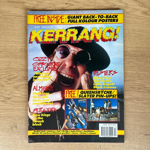 KERRANG MAGAZINE ISSUE 334 Ozzy Osbourne The Almighty Sepultura ...