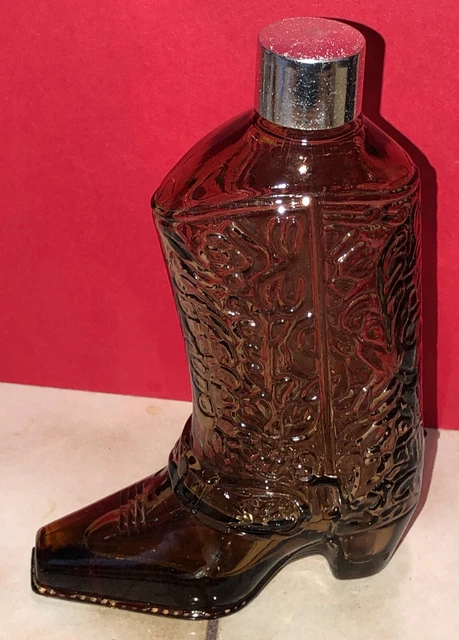 AVON PERFUME BOTTLE Brown Glass Cowboy Boot Vintage 1980's No Cologne ...
