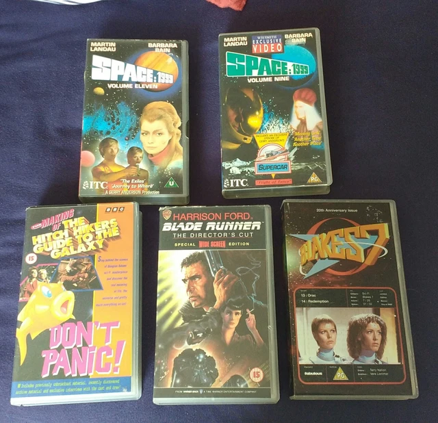 5 VHS CASSETTES Sci Fi Space 1999 Blakes 7 Hitch Hikers Guide Blade ...