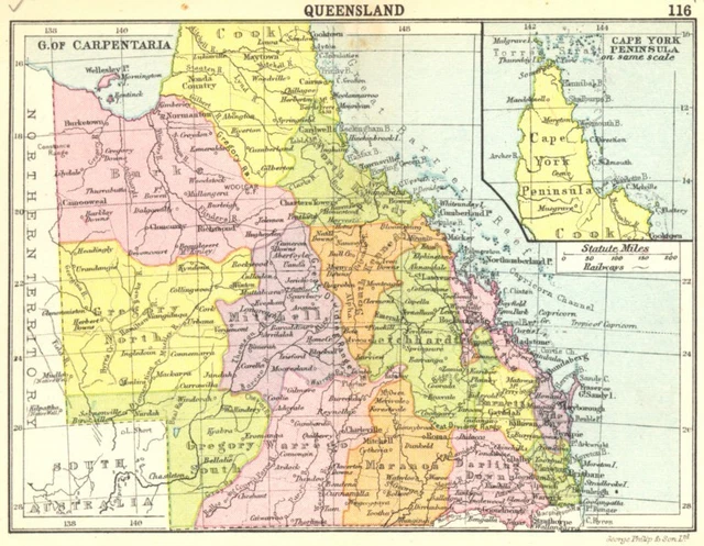 ORIGINAL 1912 MAP of Queensland, Australia by L. L. Poates £13.71 ...