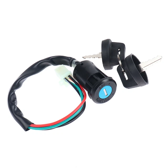 UNIVERSAL 4 WIRES Ignition Barrel Switch With 2 Key For Motorcycle Bike ...
