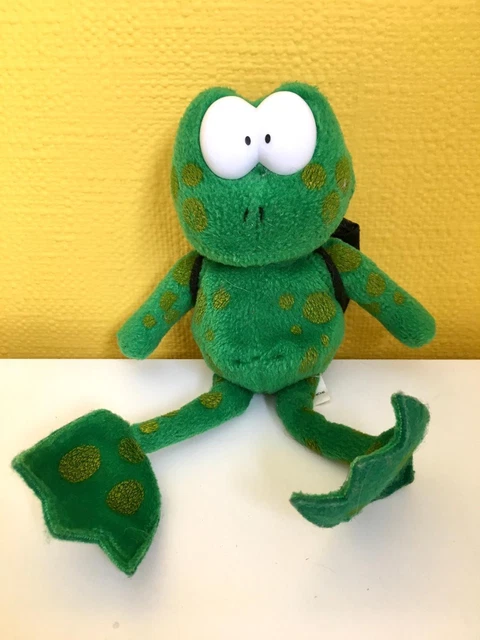 VINTAGE ROGER THE Frog Full Of Beans Plush With Back Pack 1990's Carte ...