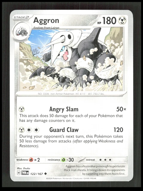 AGGRON 122/167 SV06: Twilight Masquerade Pokemon tcg Card CB-1-9-C-1 $2 ...