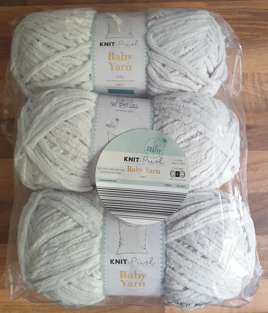 ALDI SO CRAFTY Knit & Purl Baby Yarn Grey 3 x 100g Chunky £8.99 ...