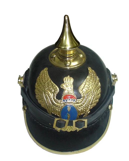 MILITARIA PICKELHAUBE LEDER Helm Pickel helm Preussen Haube D254 EUR 69 ...